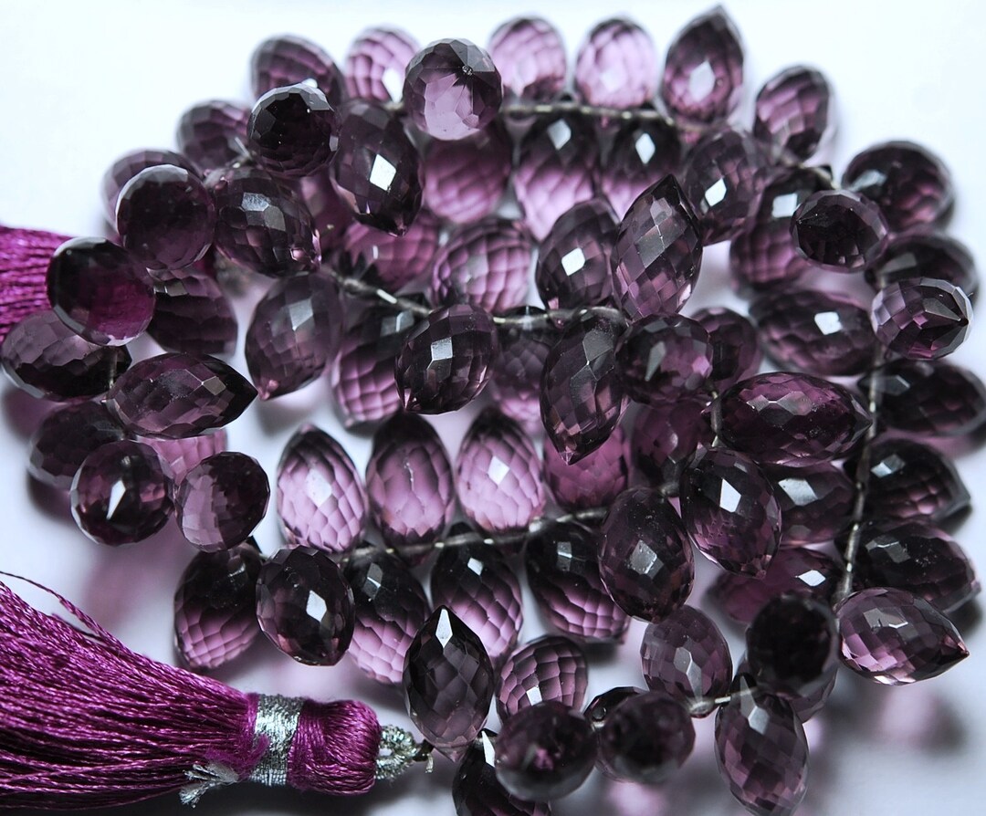 8 Inch Strand, Kunzite Hydro Quartz Side Drilled Faceted Dew Drops ...