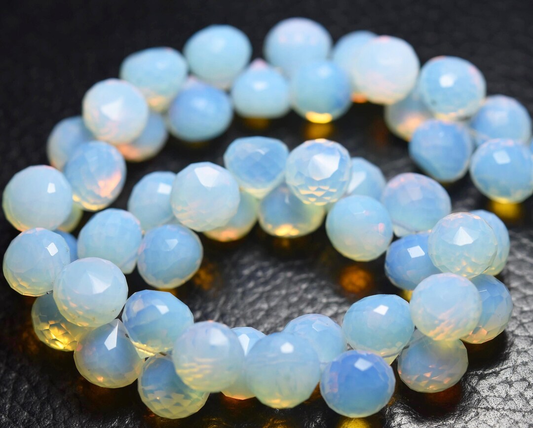 7 Inch Strand, Opal Hydro Quartz Side Drilled Faceted Onion, Size 8mm ...