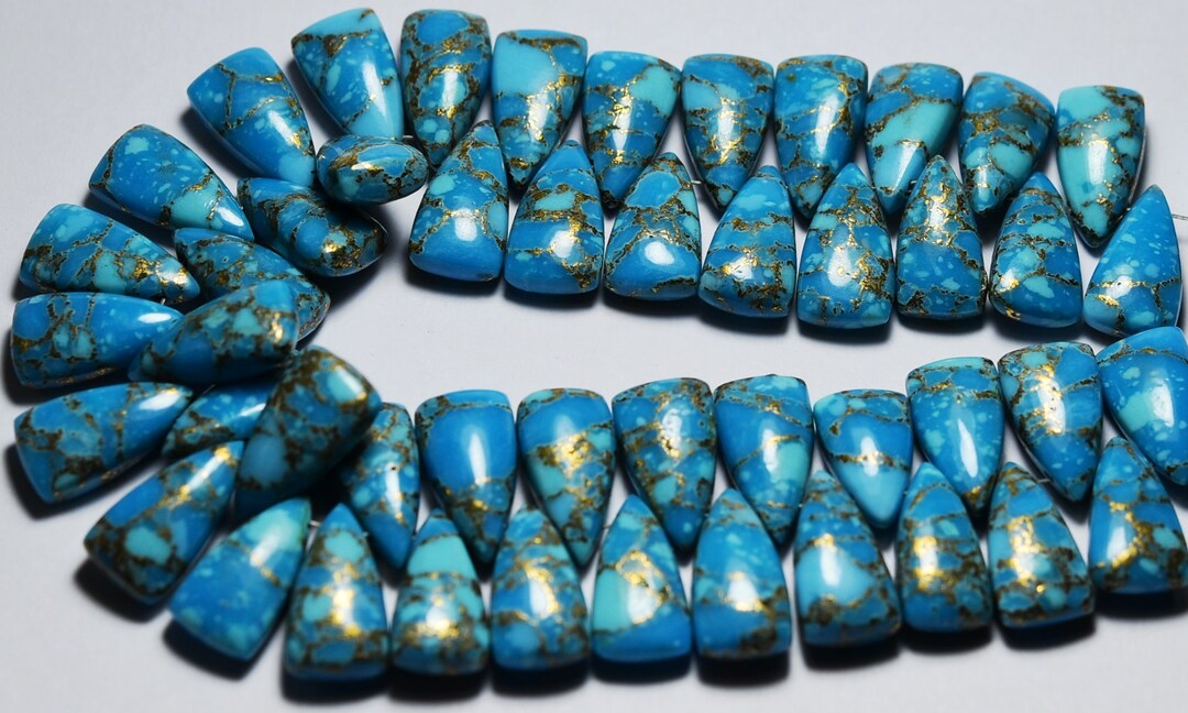 Sky Blue Copper Turquoise Beads in a Side-drilled, Smooth Pyramid Shape ...