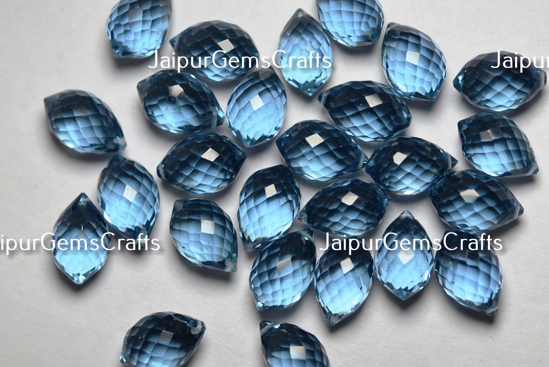 3 Match Pair, London Blue Hydro Quartz, Side Drilled Faceted ...