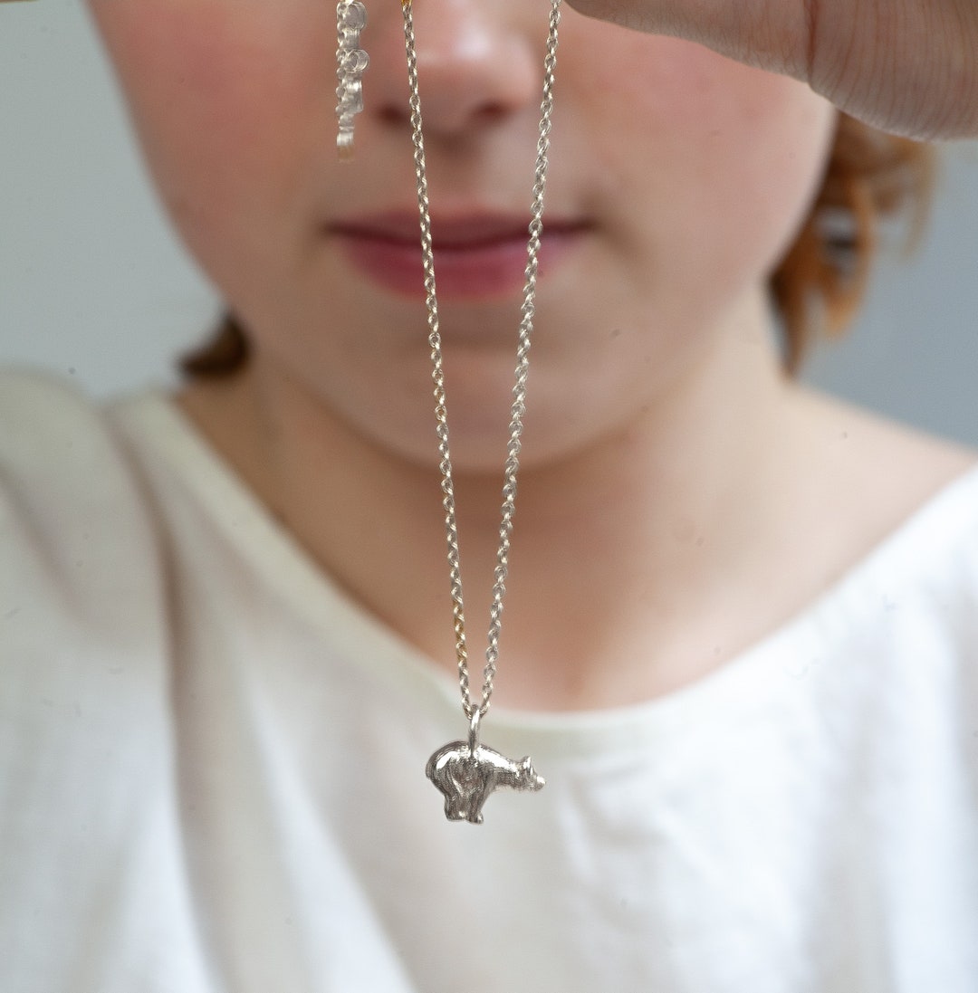 Collar de oso polar en plata de ley, collar de mamá oso, - Etsy España