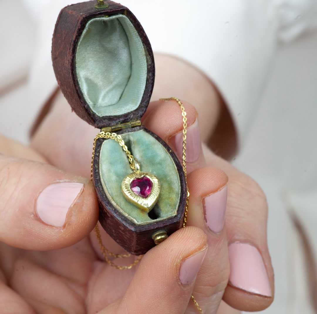 Ruby Heart Pendant 9ct Gold, Heart Shaped Ruby, Ruby Heart Necklace ...