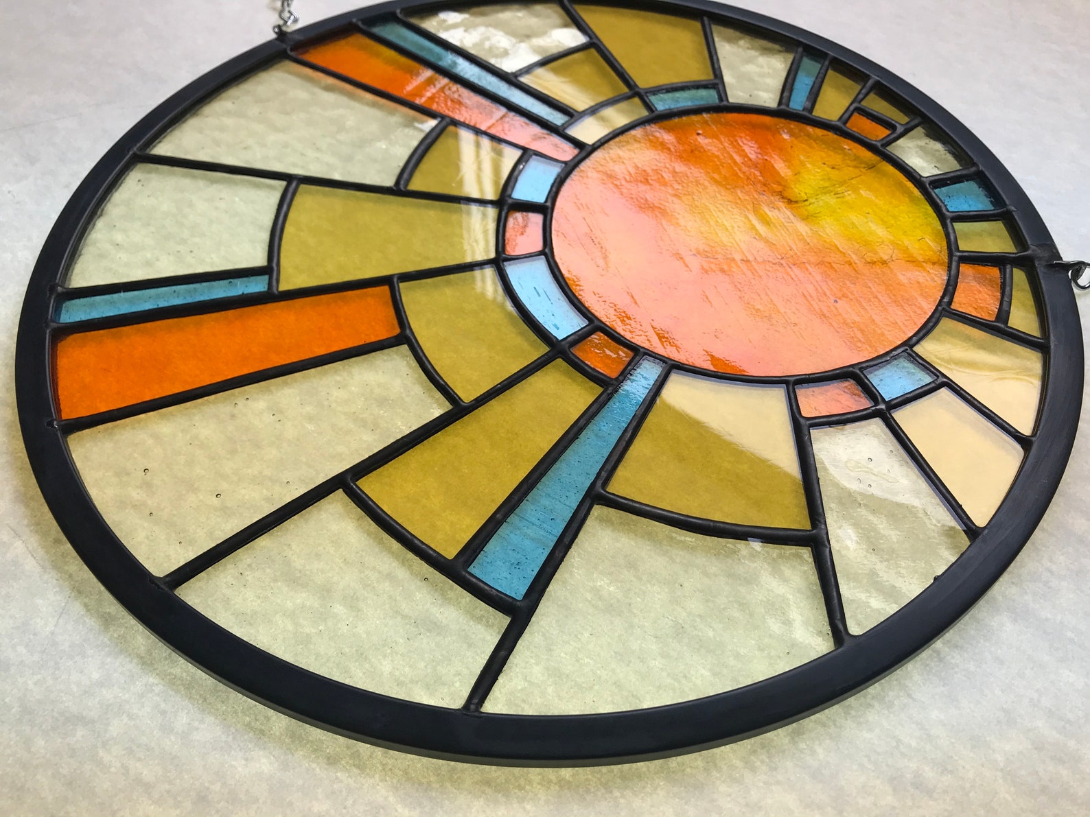 Art Deco Sun Stained Glass Panel - Etsy
