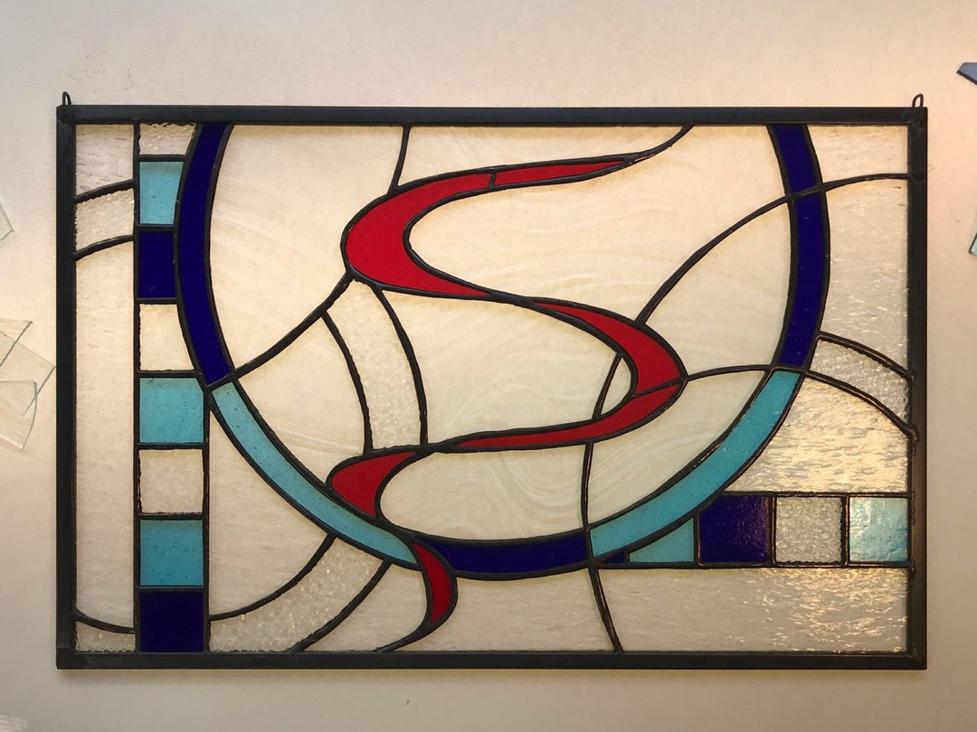 Original Abstract Stained Glass Panel - Etsy