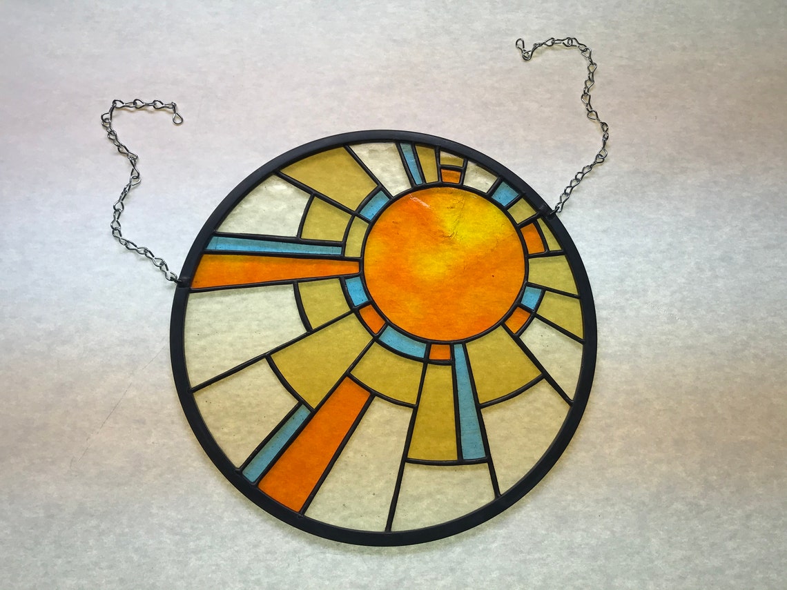 Art Deco Sun Stained Glass Panel - Etsy