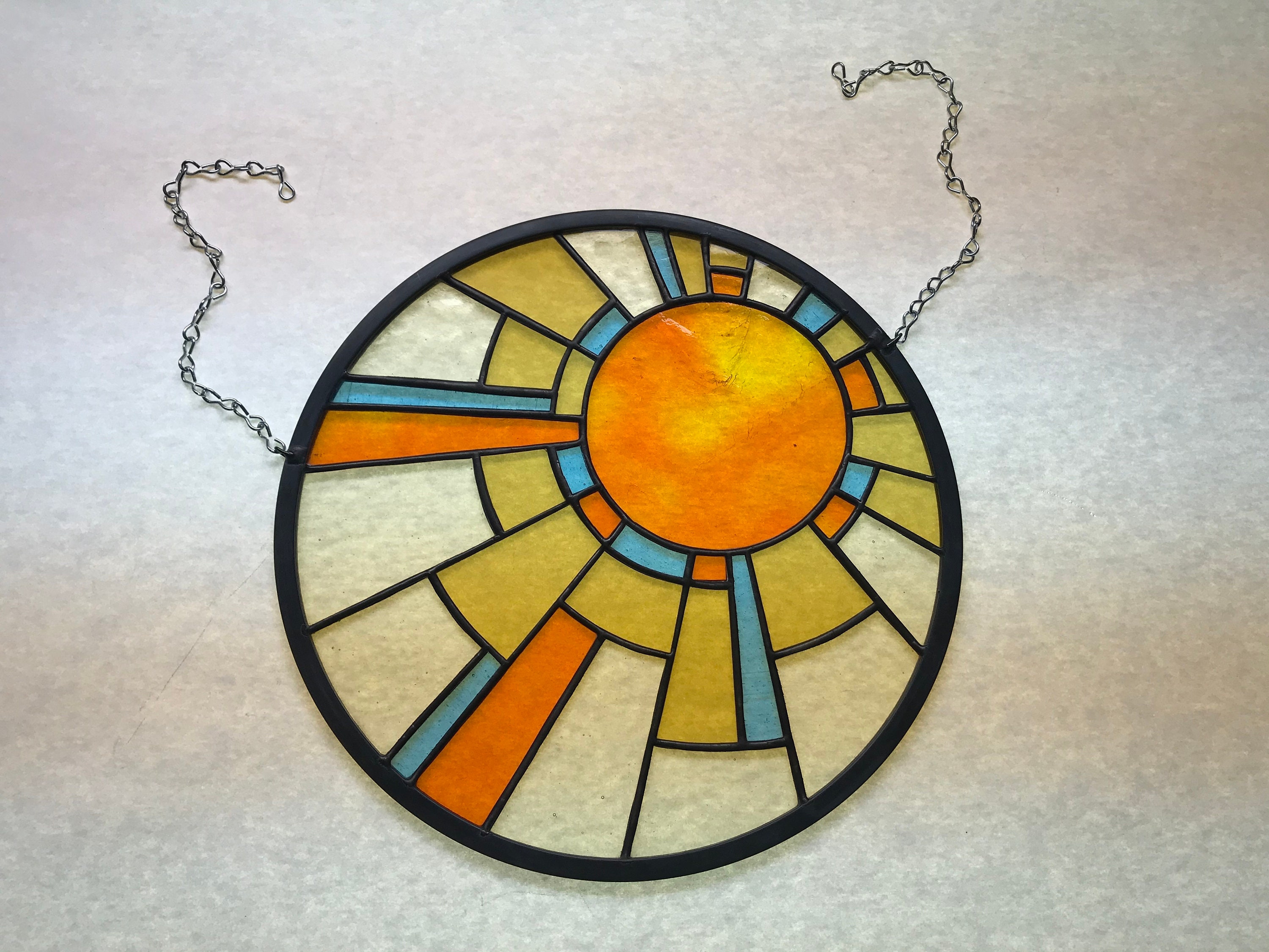 Art Deco Sun Stained Glass Panel - Etsy