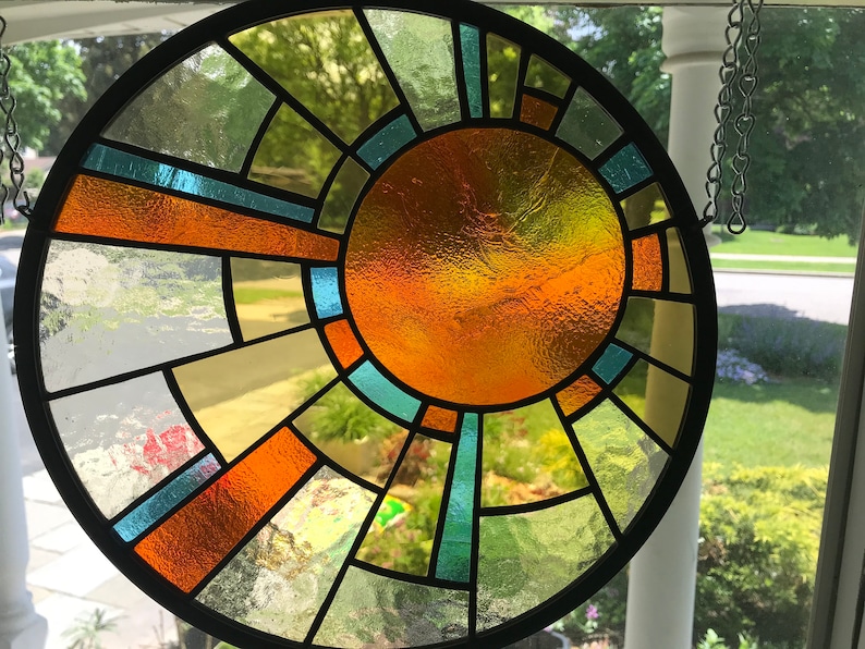 Art Deco Sun Stained Glass Panel - Etsy