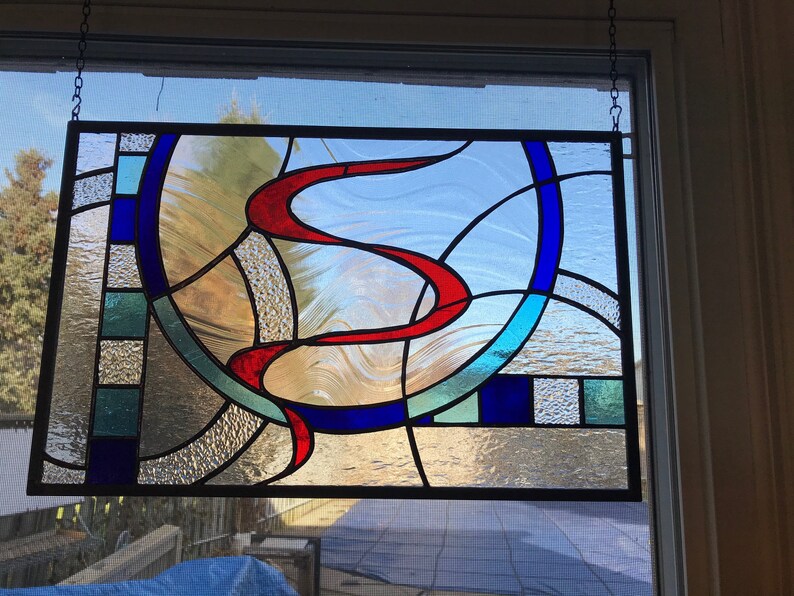 Original Abstract Stained Glass Panel - Etsy