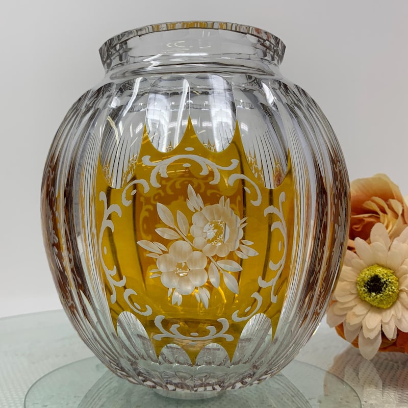 Amber Glass Vase Czech - Etsy
