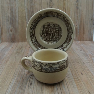 Cup and Saucer Tepco Western Travels pony Express Restuarant Ware Made ...