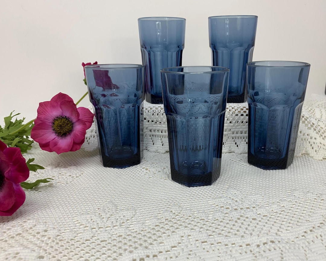 1960's Libbey Duratuff Gibraltar Dark Dusty Blue Panel Flat Juice ...