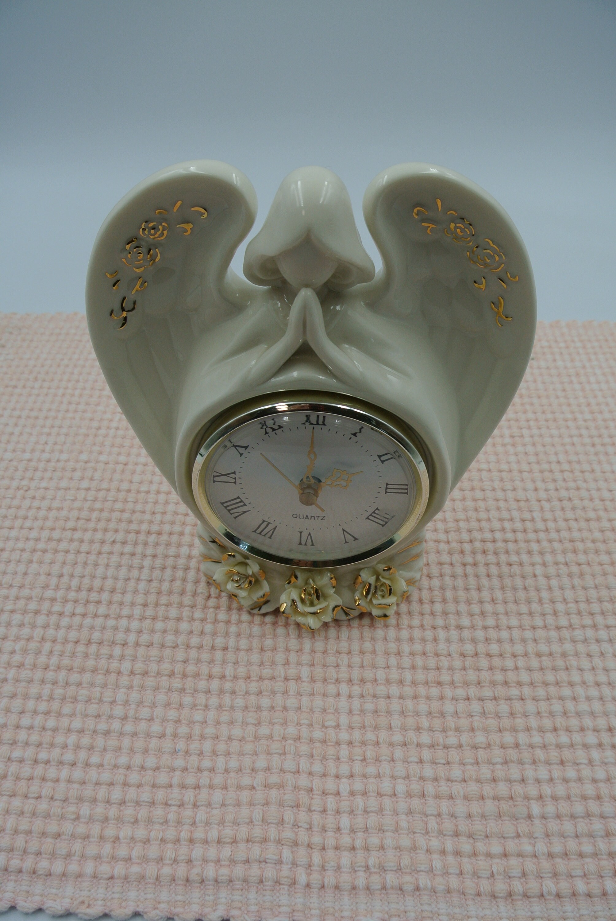 Small AVON Praying Angel Mantle Clock Ivory Porcelain With - Etsy