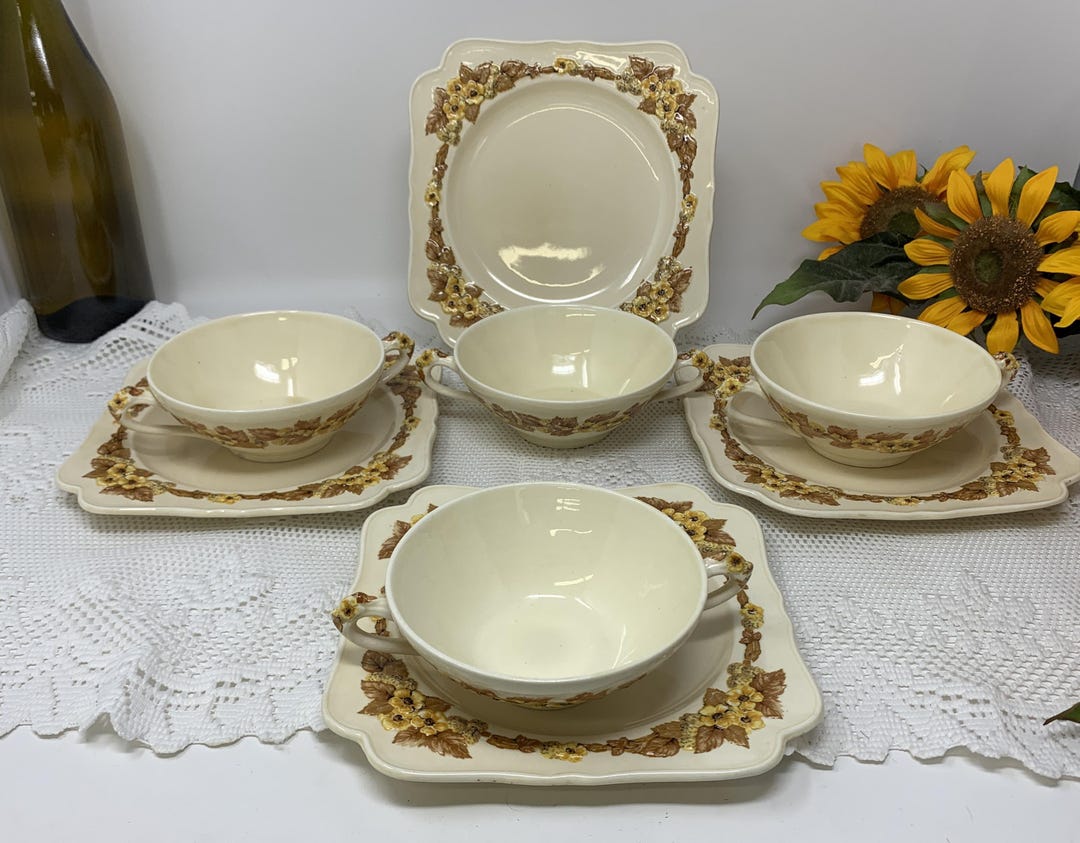 Crown Ducal Gainsborough England 749657 Cream Soup Bowl With Square ...
