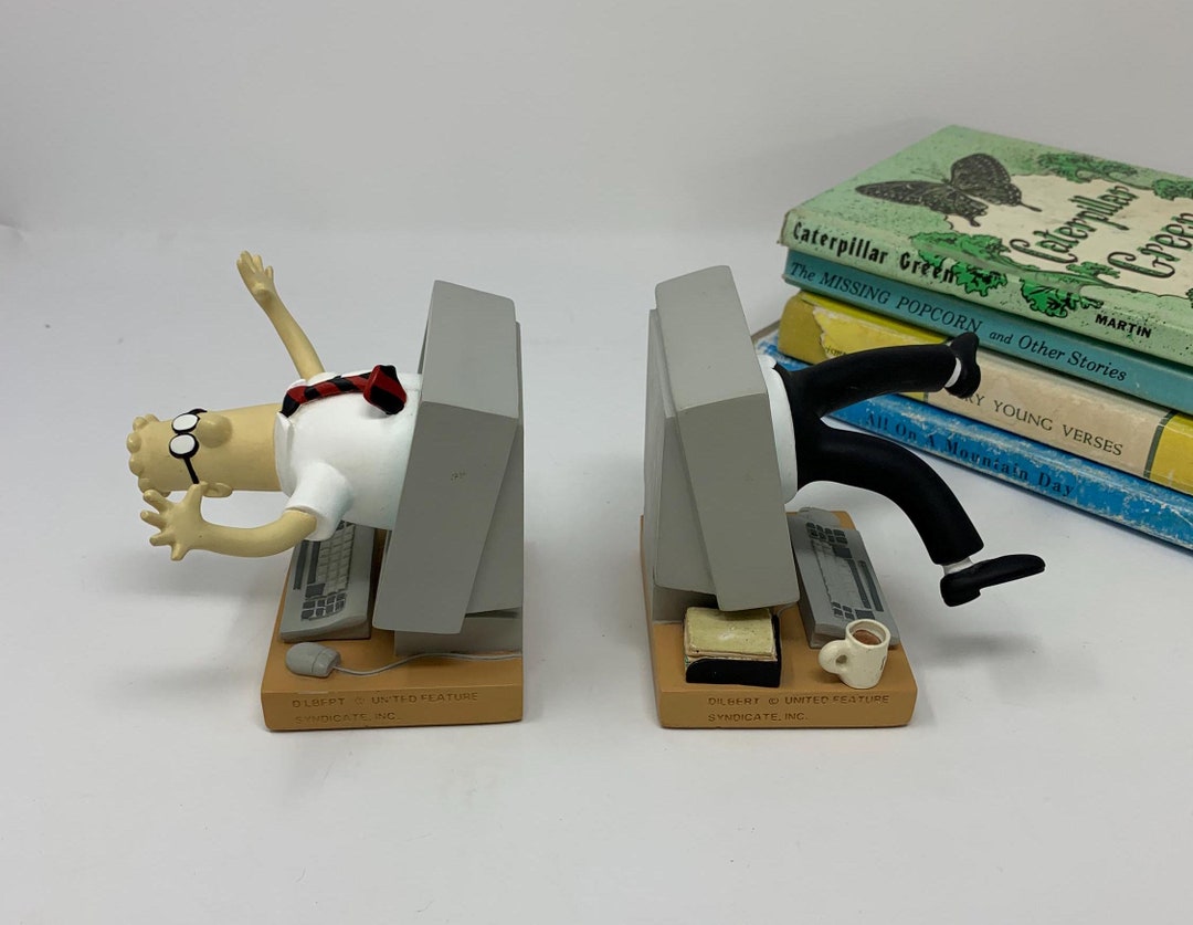 1990's Rare Comic Dilbert Bookends FIGI ~ United Feature Syndicate ...