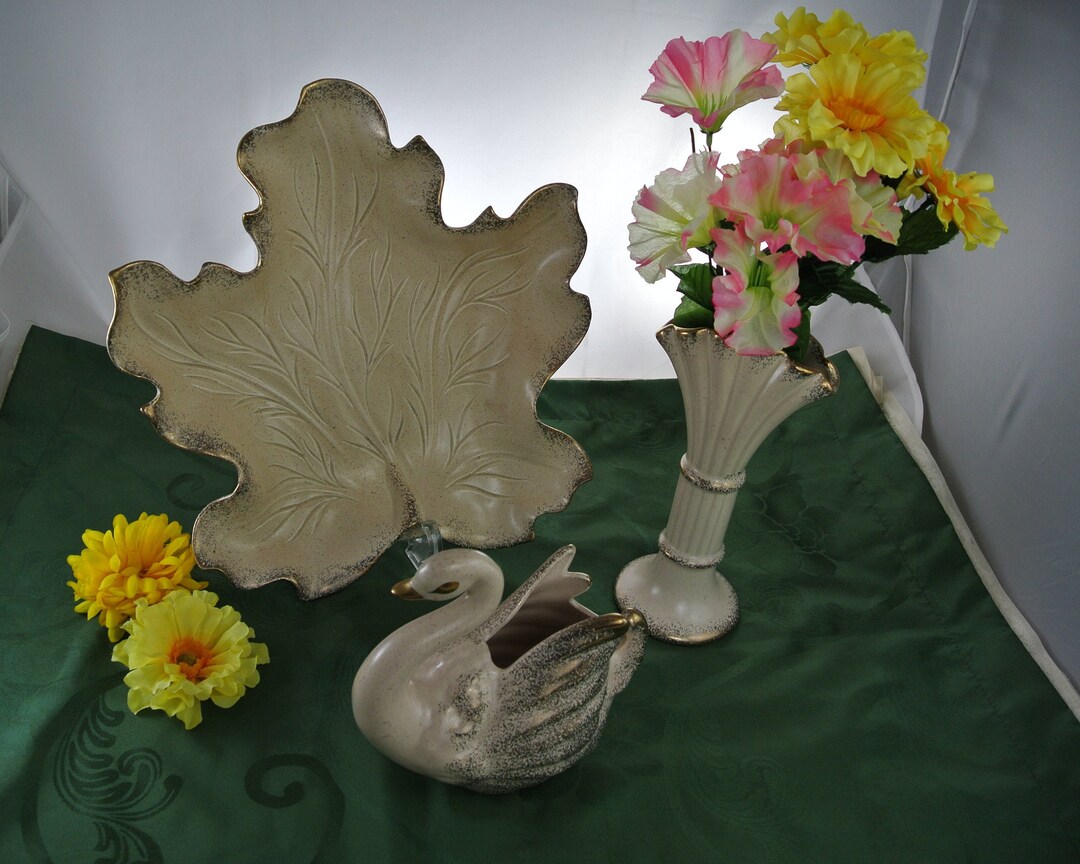 Set of 3 California Original Pottery White / Gold Speckled - Etsy