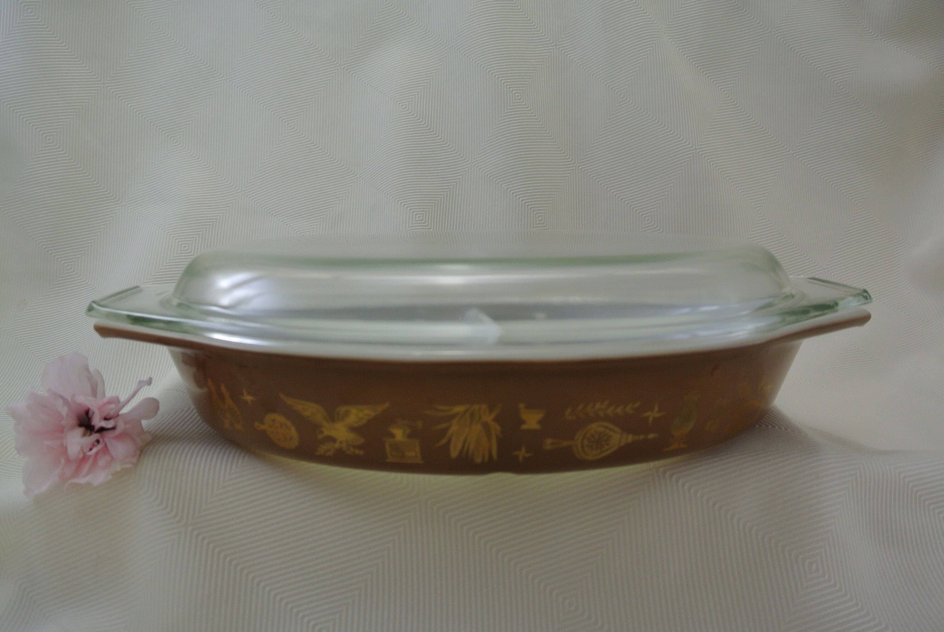 Vintage Pyrex Early American Heritage Pattern Oval Divided - Etsy