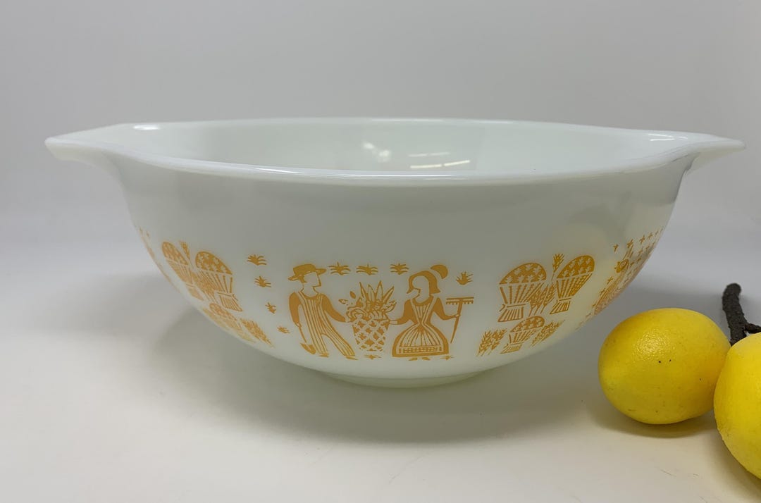 Rare Vintage PYREX Pumpkin Amish Butterprint Cinderella Nesting Bowl ...