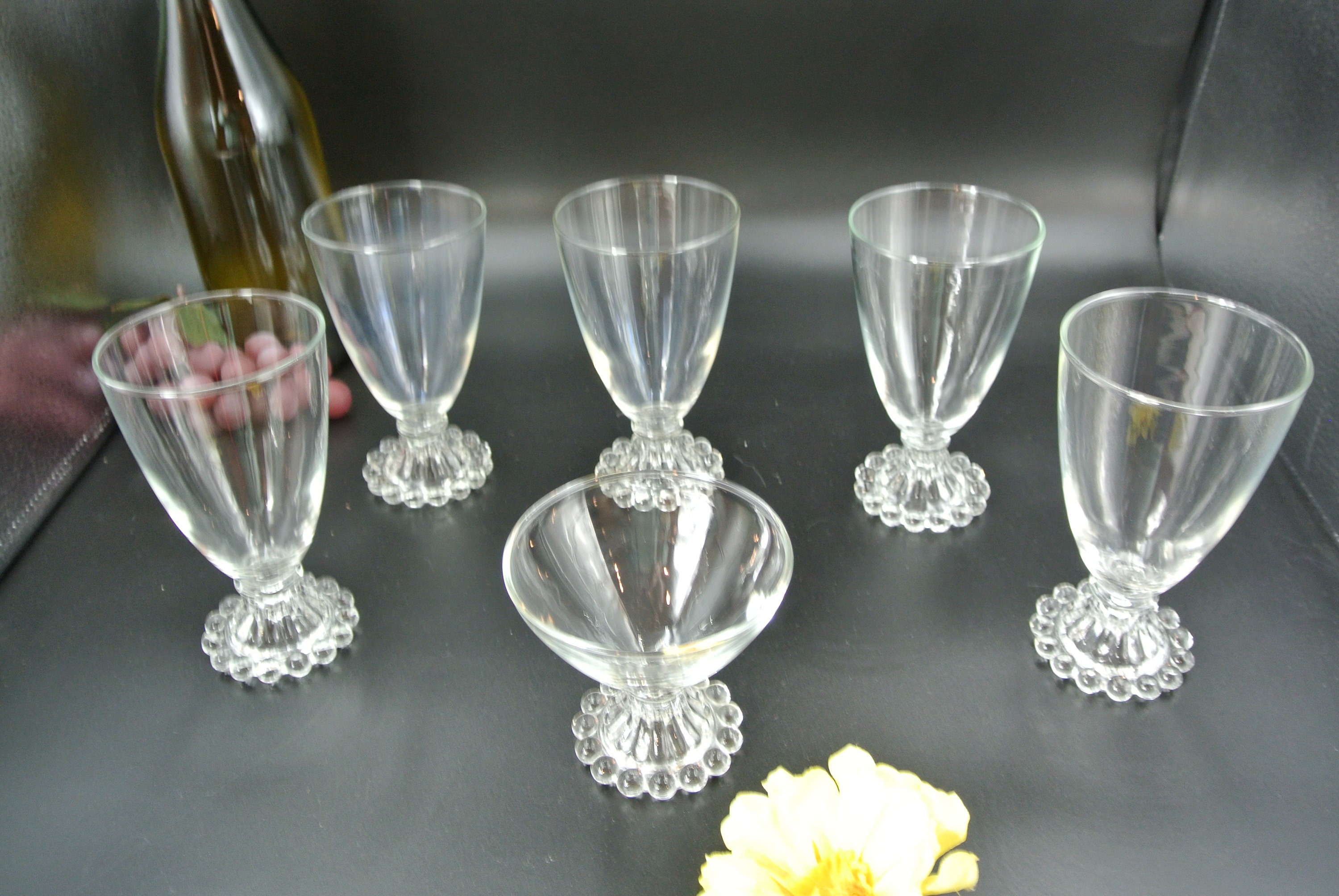 Vintage Anchor Hocking Boopie Water Goblets in the Candlewick Style Drinking Glasses Tumblers ...