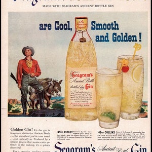 Rare Libbey SEAGRAM'S GOLDEN '49ERS Gold Rush Gin Highball Glasses ...