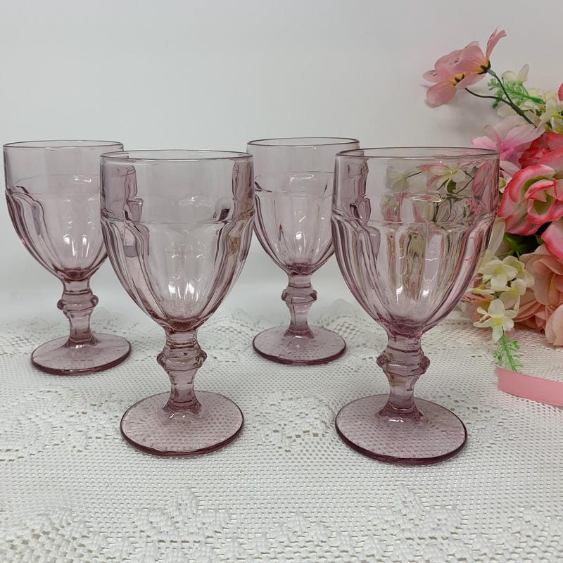 Libbey Pink Water Goblets - Etsy
