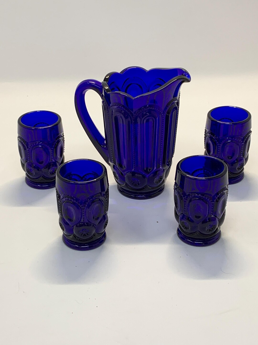 Rare Weishar Cobalt Blue Moon and Stars Childs Miniature Glass Water ...