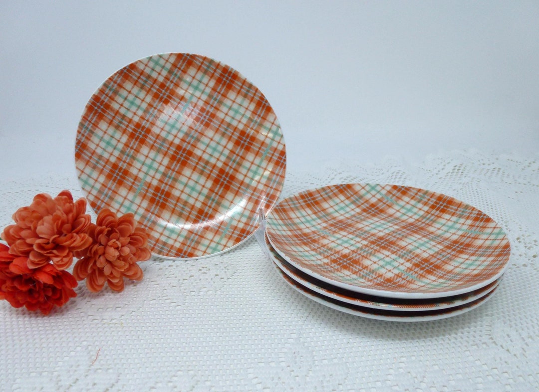 Pier 1 Fall Harvest Plaid Pattern 6" Appetizer Plates Could Be Used for ...