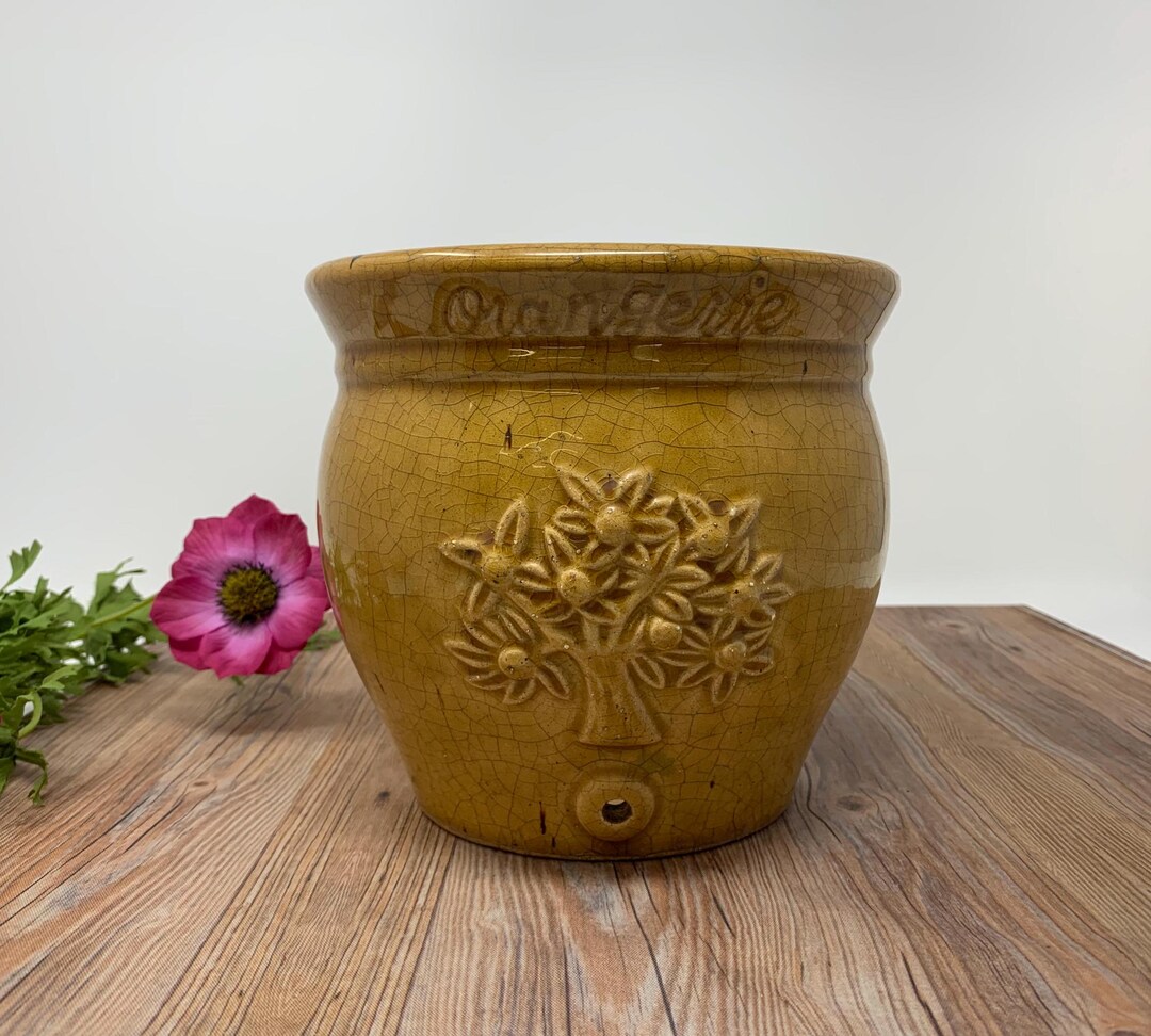 Very Nice Pottery Orangerie Jardiniere Planter Pot ~ Crackle Glaze ...