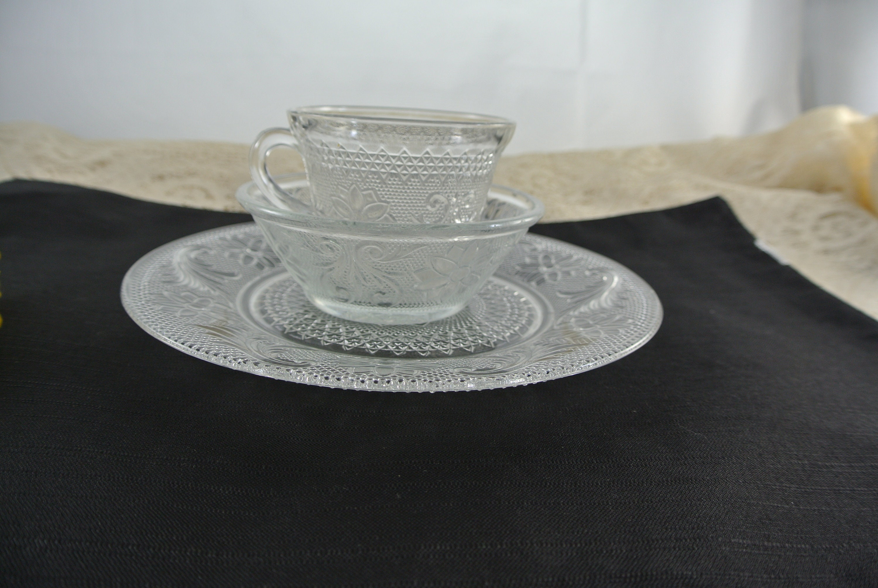 Indiana Tiara Glass Sandwich Pattern Dinner Plate Cup and | Etsy