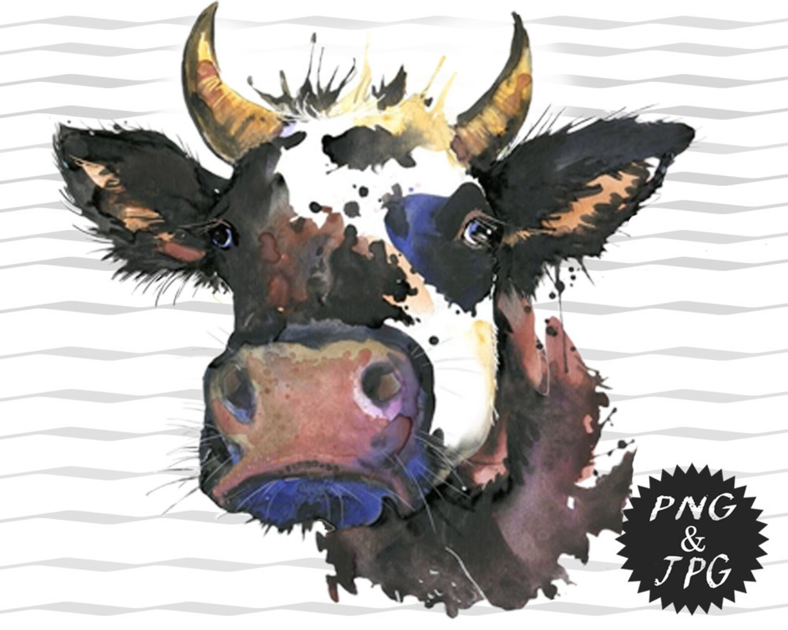 Cow Watercolor Sublimation Design / Cow T Shirt Design / Digital ...