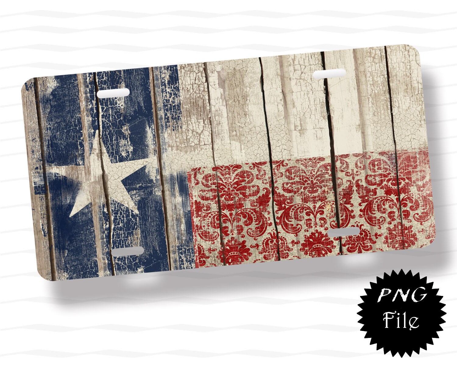 Vintage Distressed Wood Flag License Plate Sublimation Design, American ...