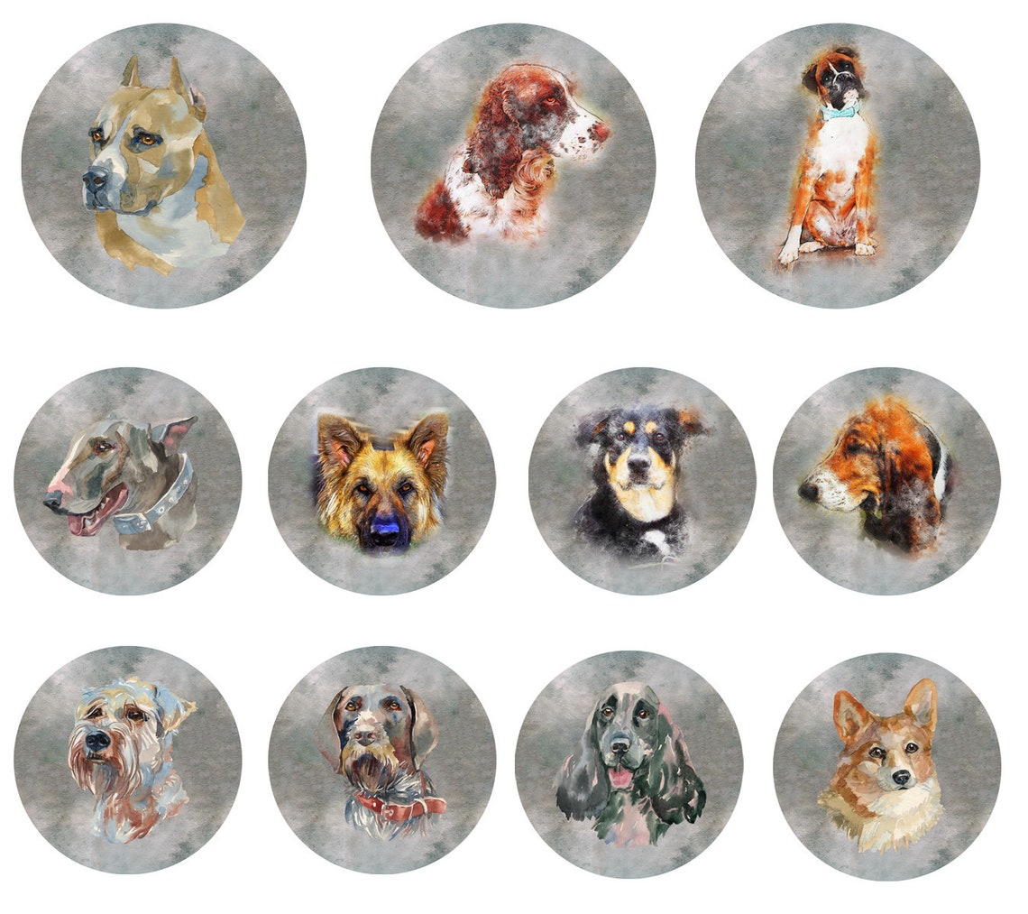 Round Dog Coasters Sublimation Designs 28 Different Dogs PNG - Etsy