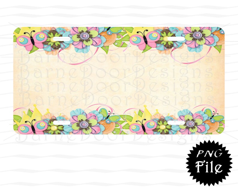Flowers, Butterflies, Buttons License Plate Sublimation Design Quilters ...