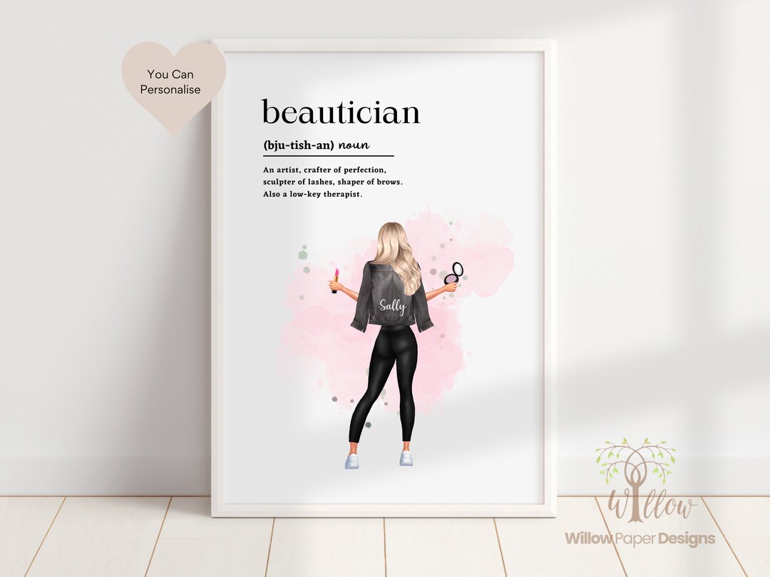 Personalized Beautician Definition Print: Beauty Salon Wall Art ...
