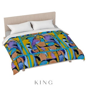 Colorful Art Duvet Abstract Retro Boho Bedding Designer Bedroom Decor ...