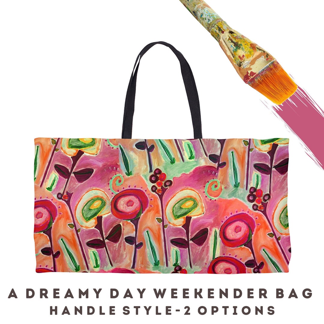 Floral Tote Bag Abstract Wearable Art Weekender Travel Market Beach ...
