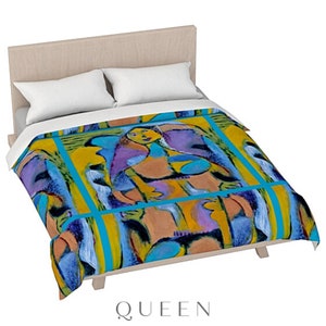 Colorful Art Duvet Abstract Retro Boho Bedding Designer Bedroom Decor ...