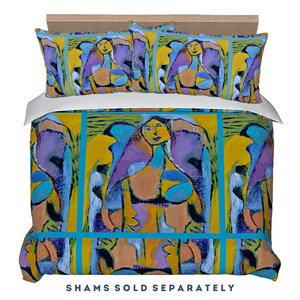 Colorful Art Duvet Abstract Retro Boho Bedding Designer Bedroom Decor ...