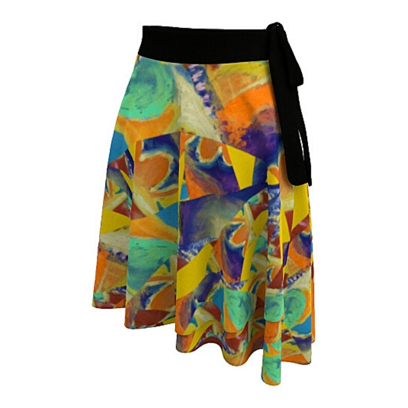 Colorful Wrap Skirt Wearable Art Boho Casual Abstract Designer Stylish ...