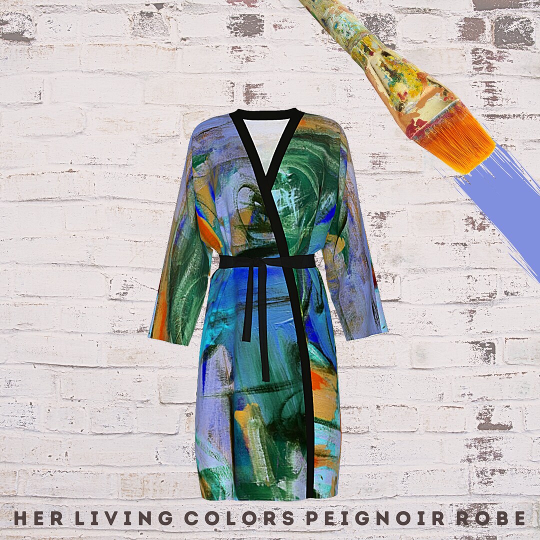 Womens Robe, Abstract Art Robe, Luxury Robe, Wearable Art, Kimono Robe ...