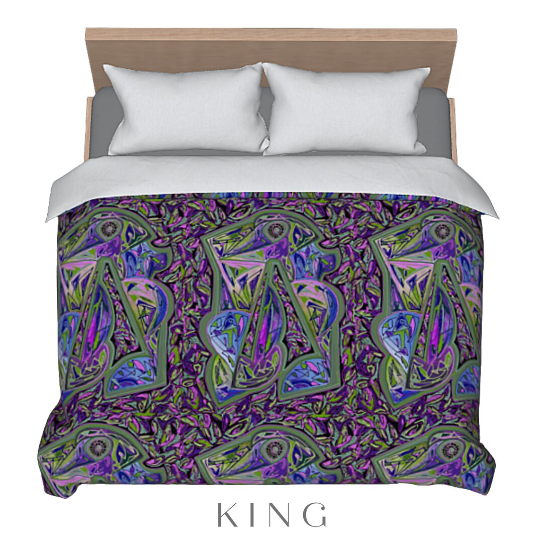 Modern Art Duvet Abstract Unique Colorful Bedding Art Deco Retro Boho ...