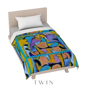 Colorful Art Duvet Abstract Retro Boho Bedding Designer Bedroom Decor ...