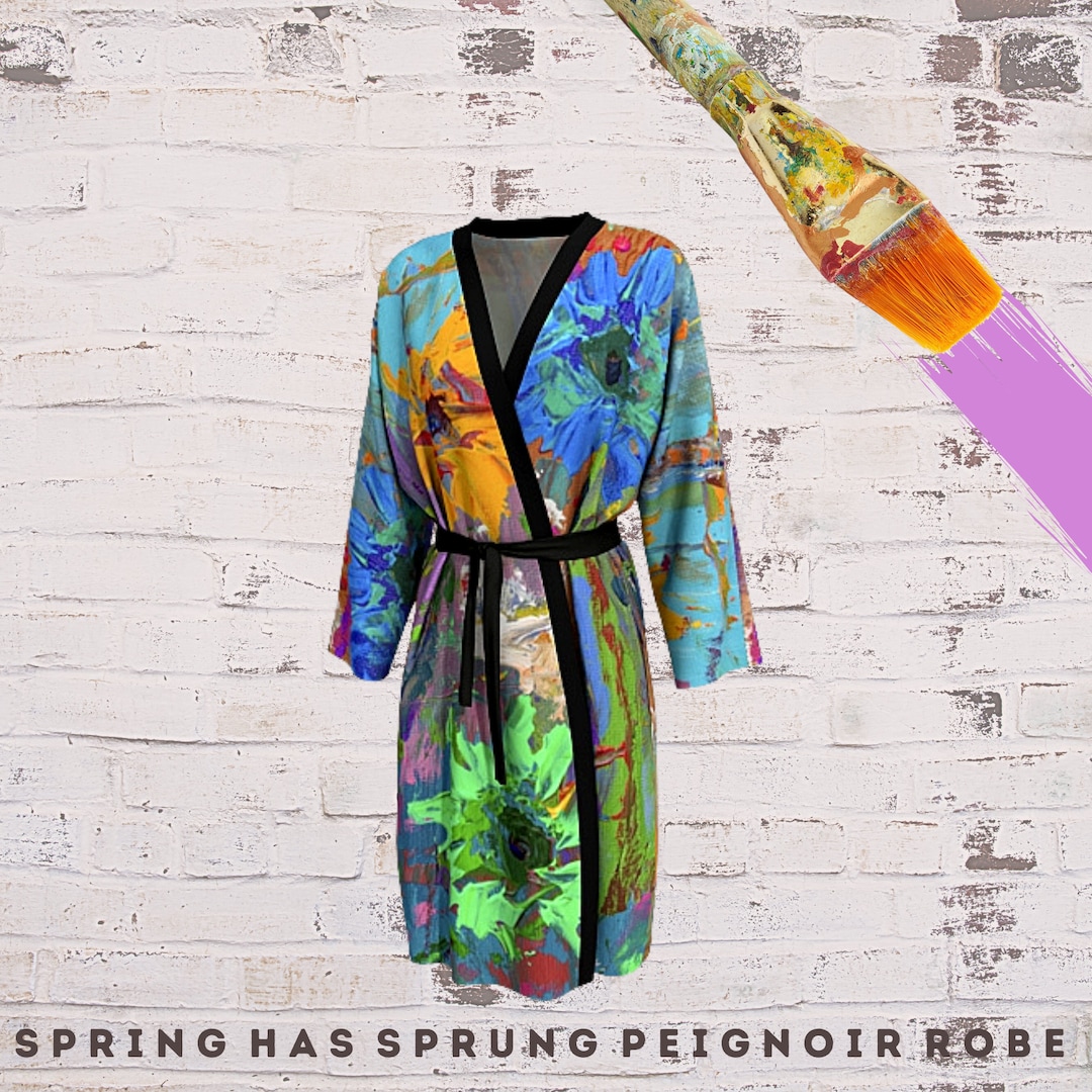 Robe for Women, Luxury Robe, Abstract Art Robe, Peignoir Robe, Casual ...