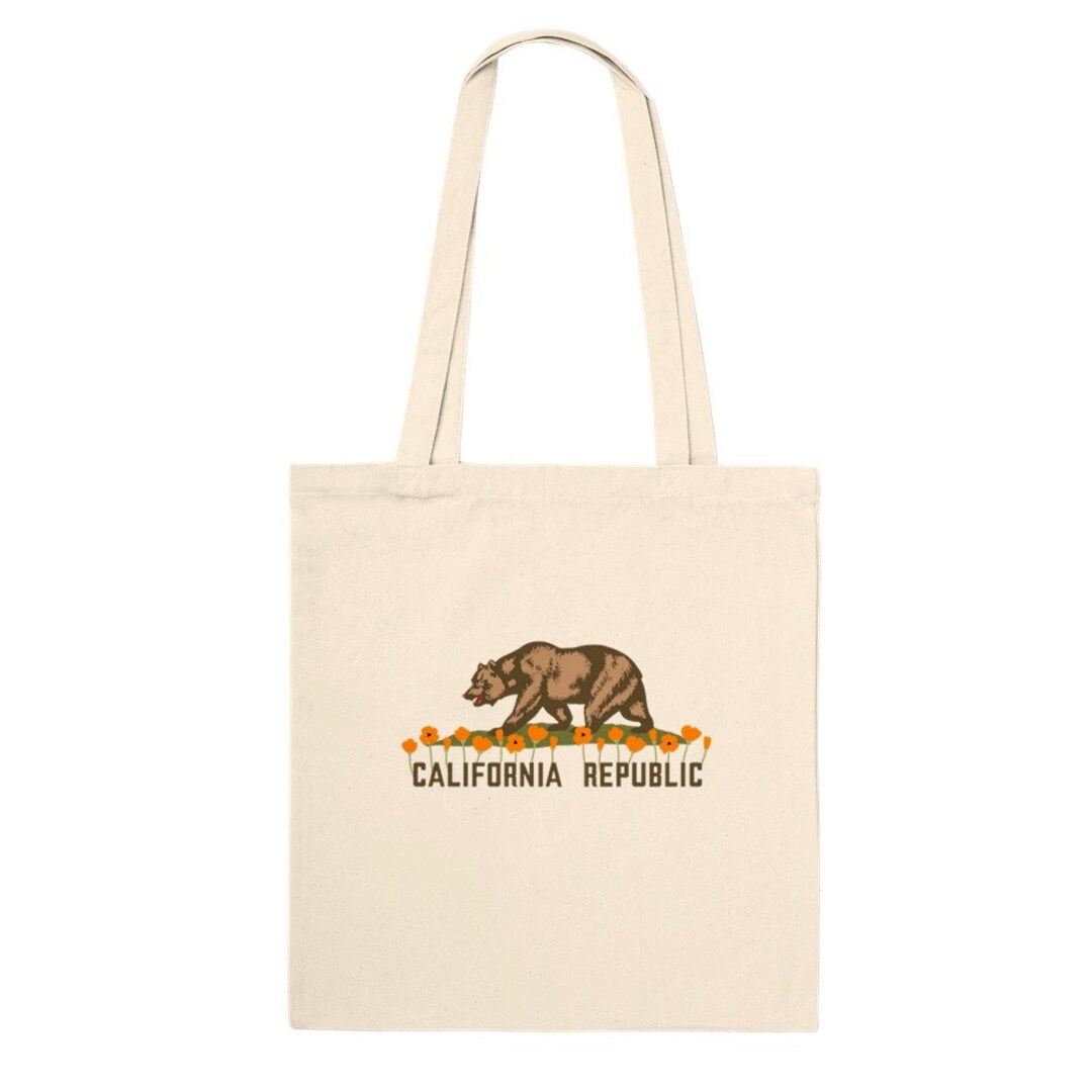 California Cotton Tote Bag, California Shopping Bag, California Poppy ...