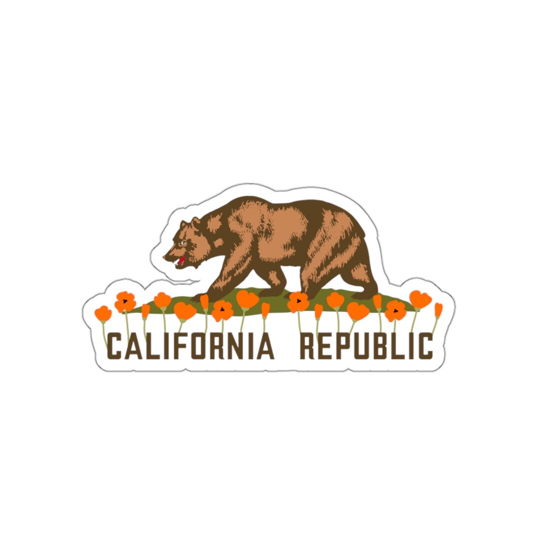 California Vinyl Sticker, California Flag Sticker, California Poppy ...