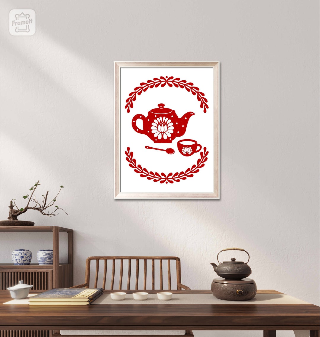 Tea & Leaves - Giclée Art Print, Wall Art, Room Decor, Teahouse Decor ...