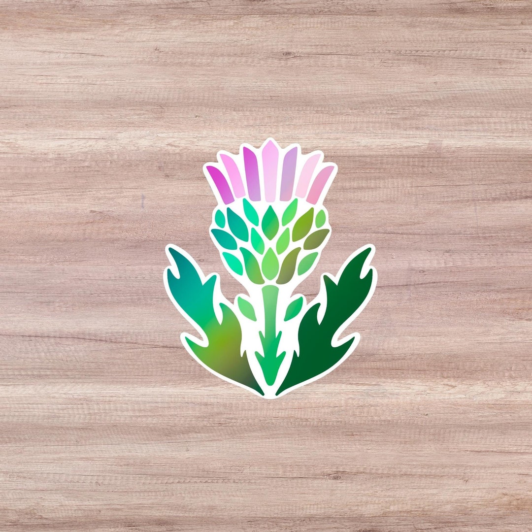 Holographic Scottish Thistle Sticker, Vinyl Sticker, Laptop Sticker ...