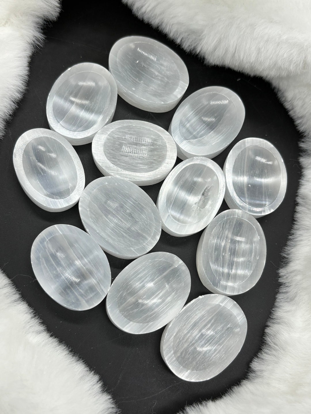 Selenite Palm Stone - Selenite Worry Stone - Carved Selenite - Satin ...