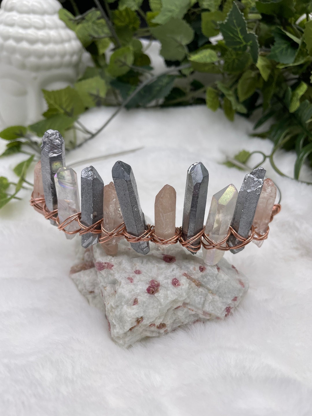 Silver Titanium and Pink Crown - Crystal Crown - Punk Fairy Crown ...