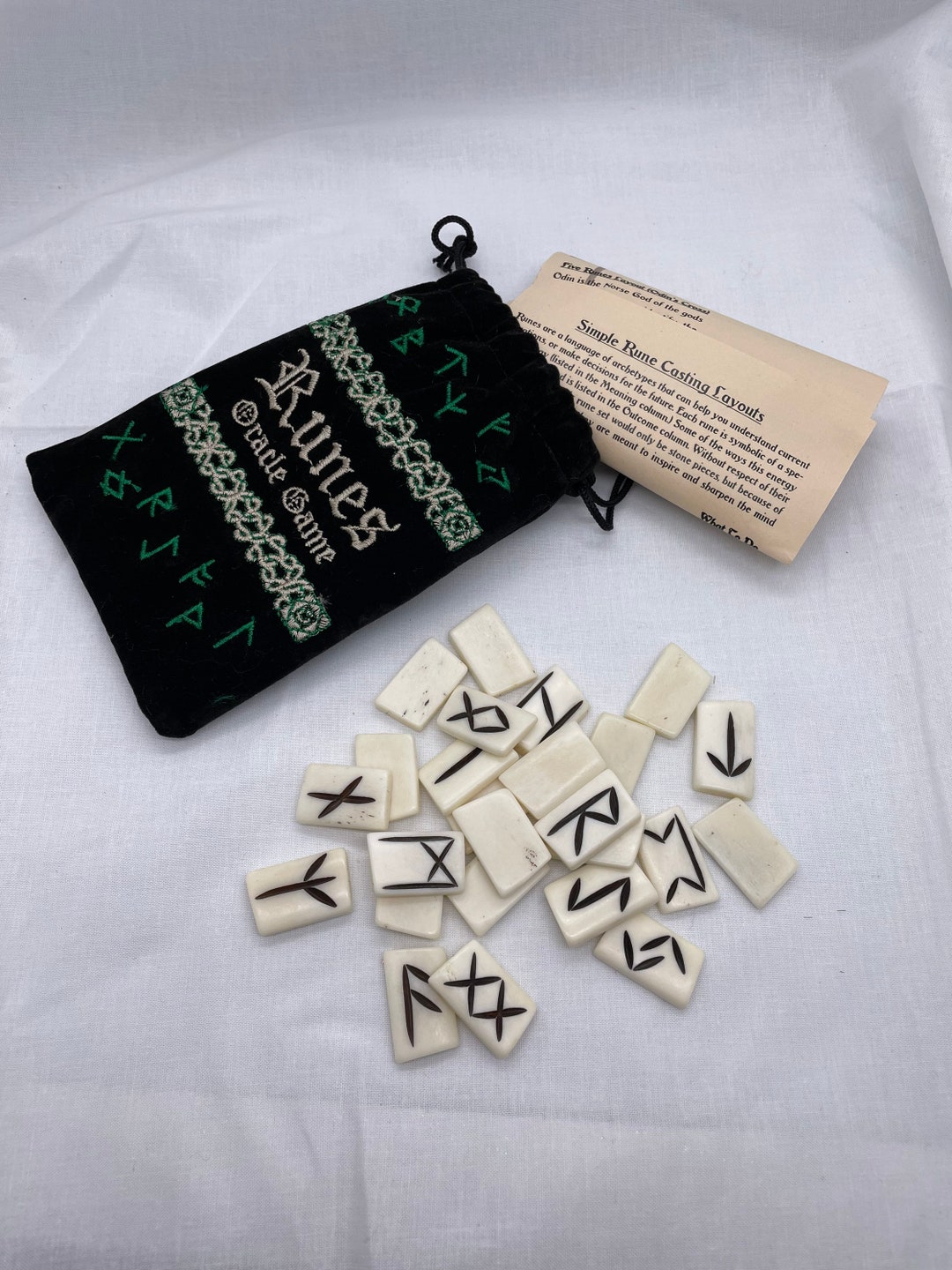 Rune Bag - Bones Rune Bag - Crystal Rune Set - Crystal Runes - Etsy
