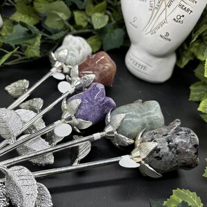 Rose Flower Carving - Flower Crystal Carving - Flower Carving - Stem ...
